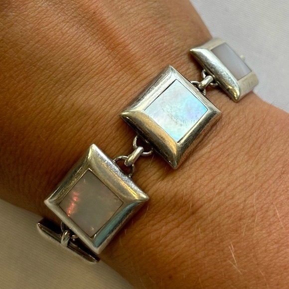 Jewelry | Meican Sterling Silver 925 Mother Of Pearl Link Bracelet ...